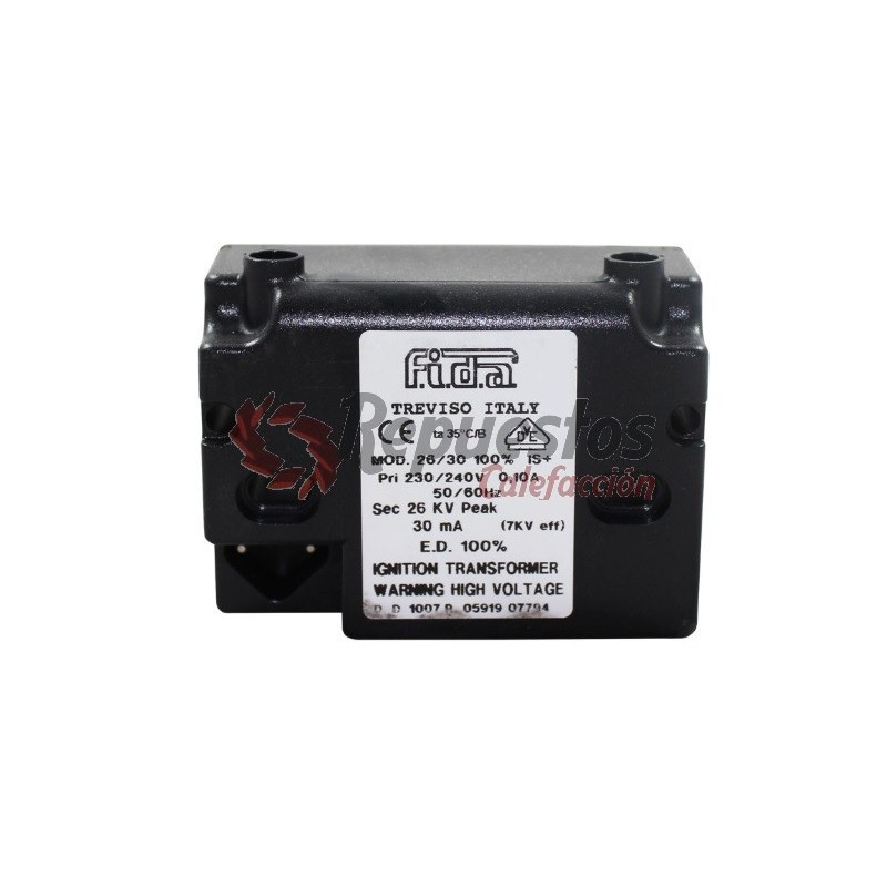 IGNITION TRANSFORMER FIDA 26/30 100% IS+ 26KV (2x13) 30mA