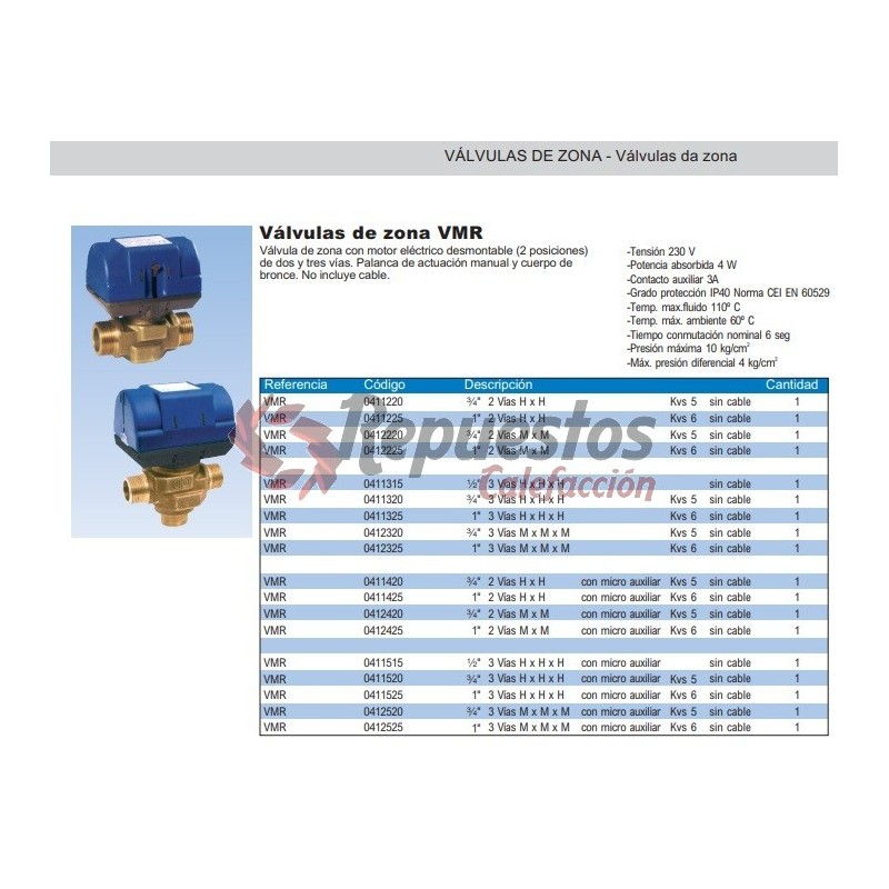 BUY ZONE VALVE VMR 3/4" 2 VIES H X H KVS 5 NO CABLE